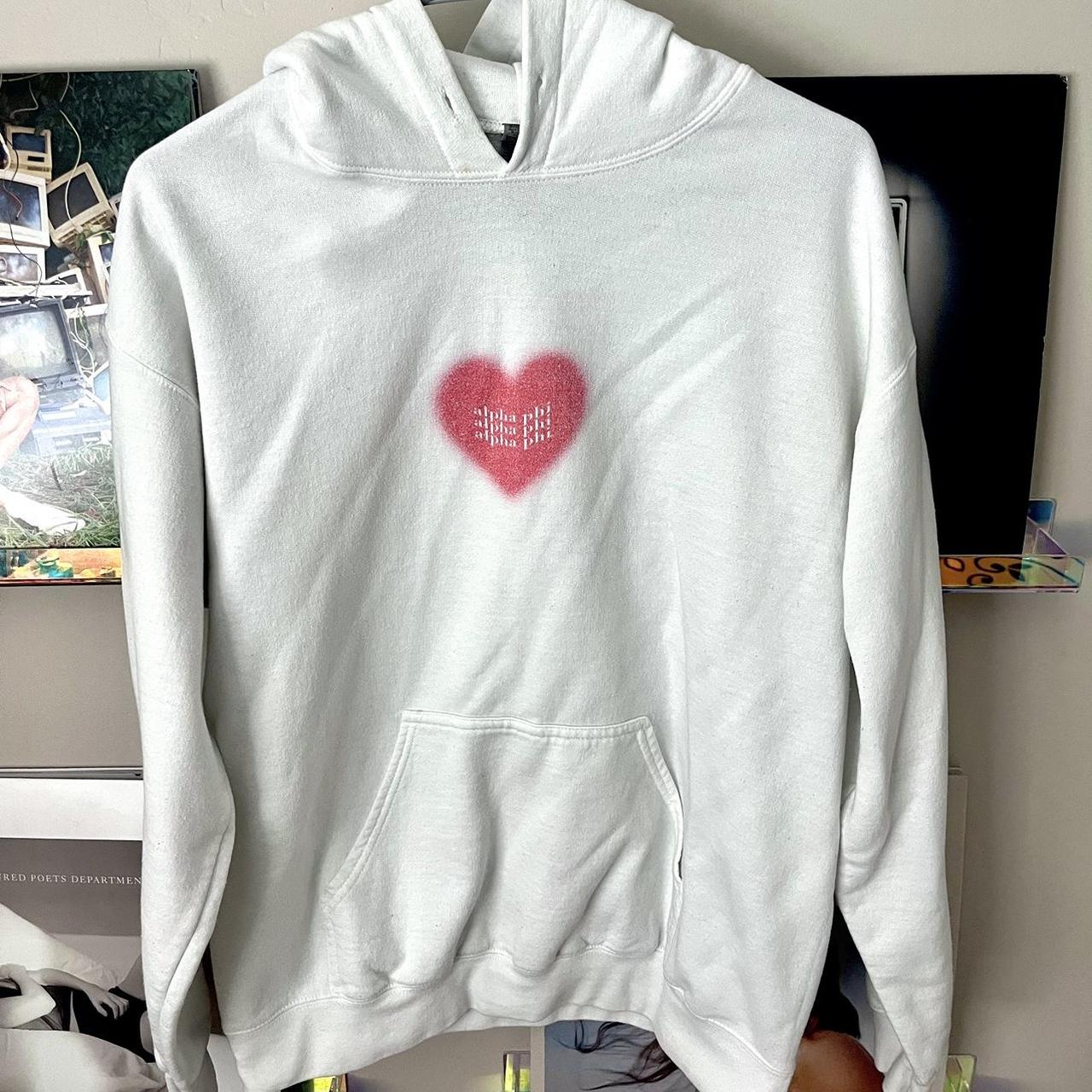 White and red alpha phi (aphi) heart hoodie💋 minor... - Depop