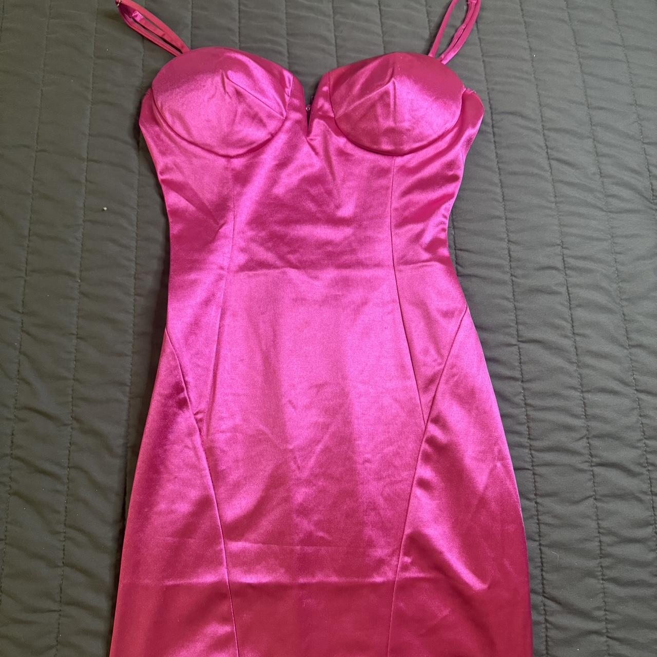 pink satin Windsor slip dress size S worn once body... | Depop