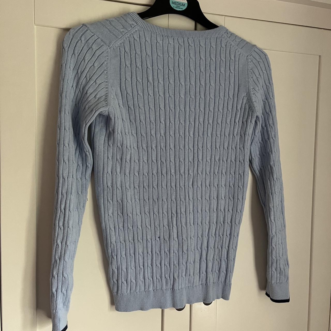 Cable knit v neck jumper Says size 10 but shrunk... - Depop