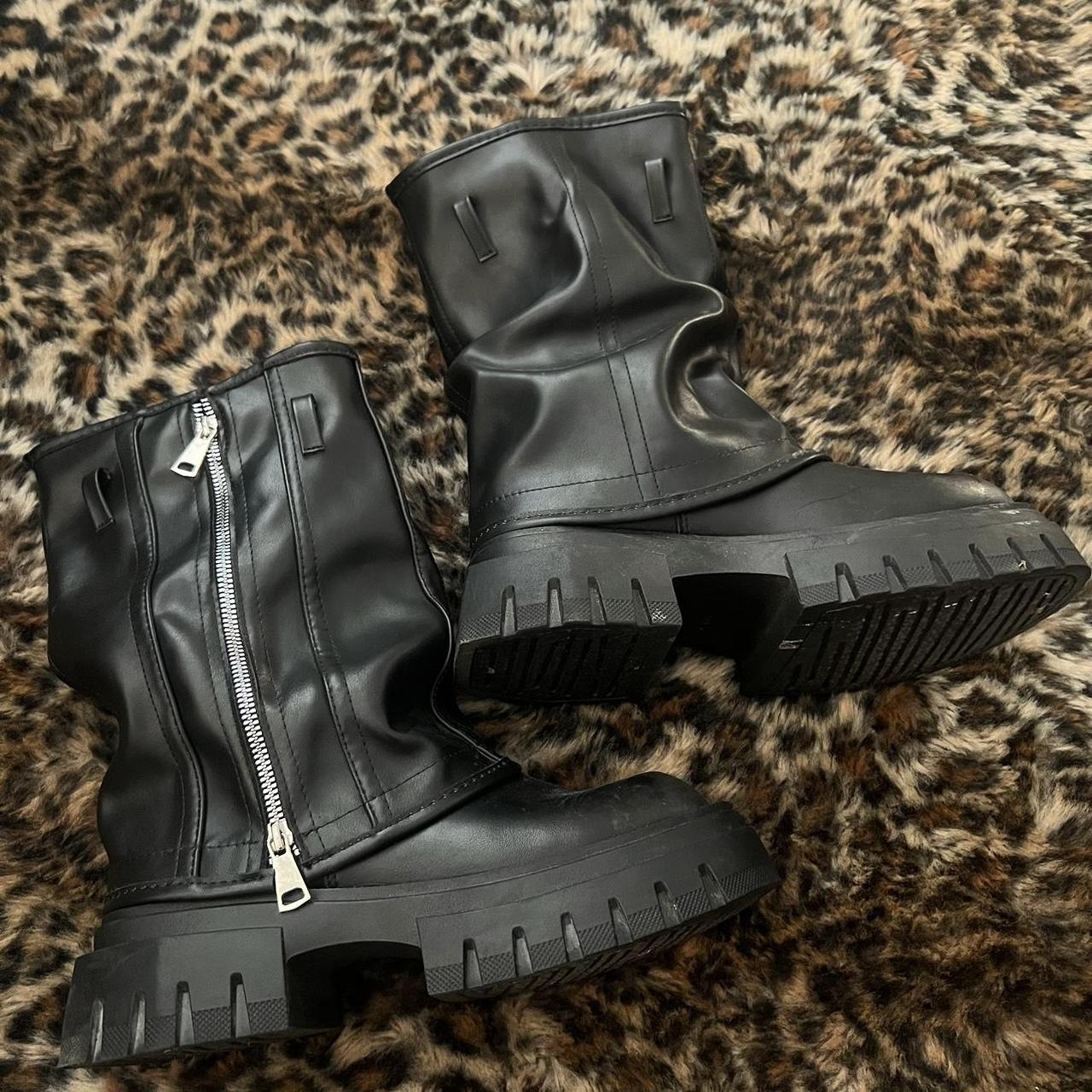 asyllum platform fold over chunky boots worn once... | Depop