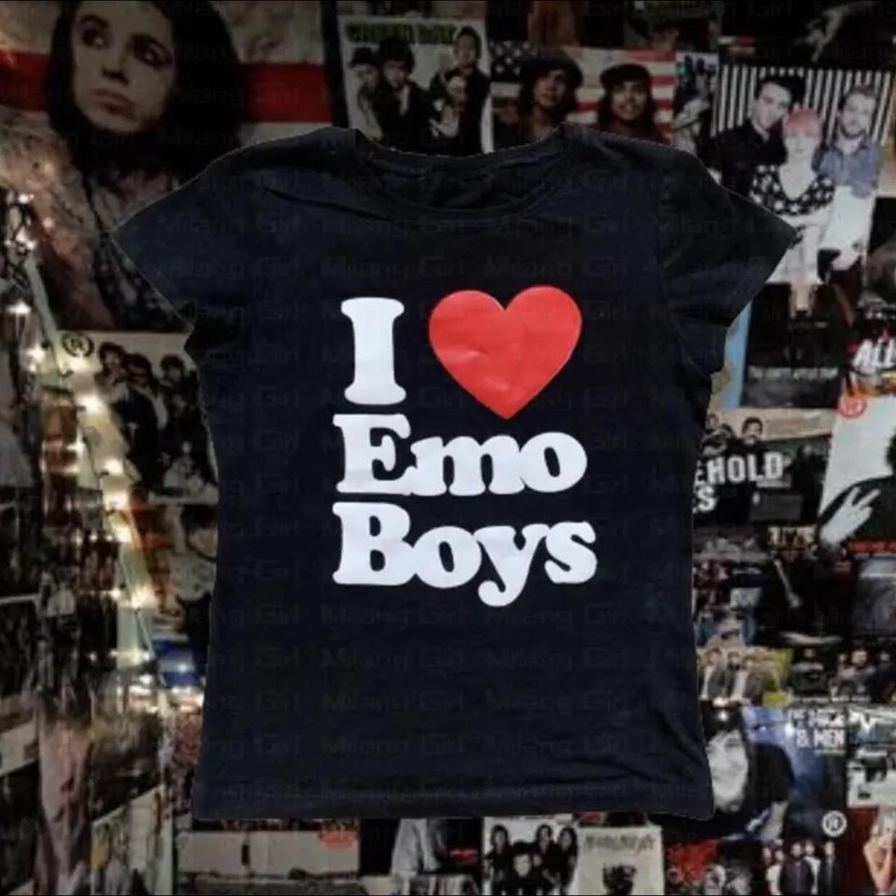 “I ️ emo boys” crop top Tags: anime punk goth... - Depop