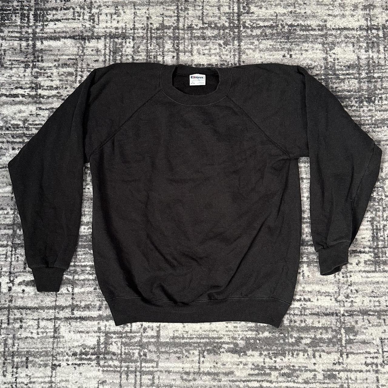 - Vintage 90s Hanes Black Blank Men's Pullover... - Depop