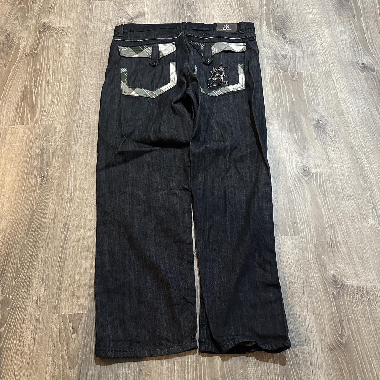 Red ape jeans with nice designs to them on the back... - Depop