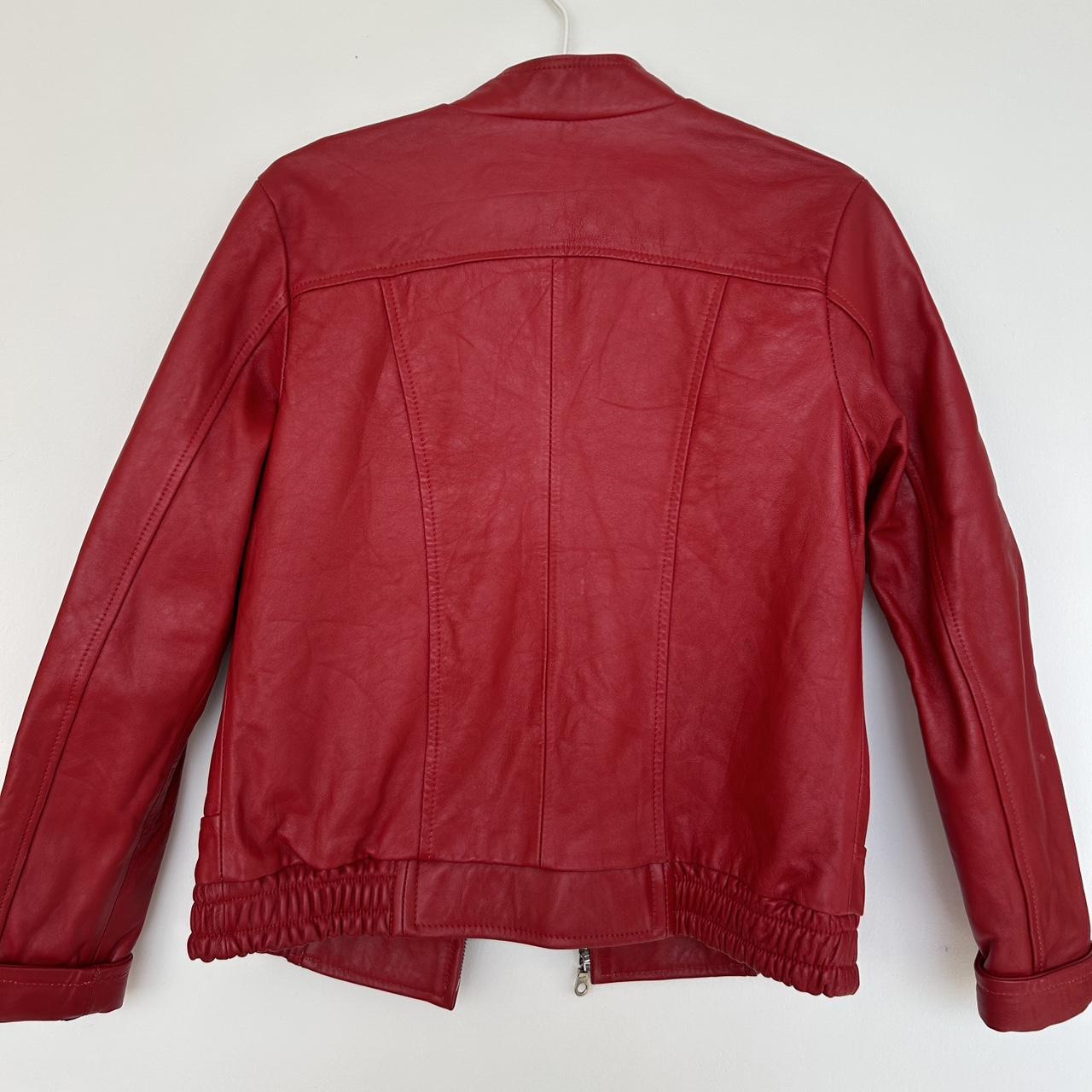 Red leather jacket 🍒 - thrifted it a year ago but... - Depop