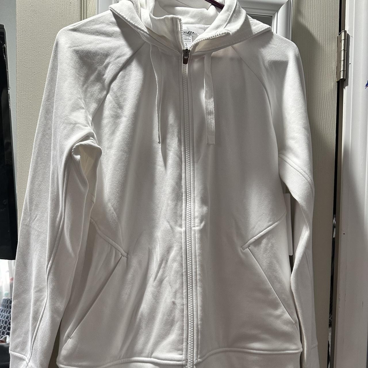 Athleta triumph hoodie White Large Sales for $108 - Depop