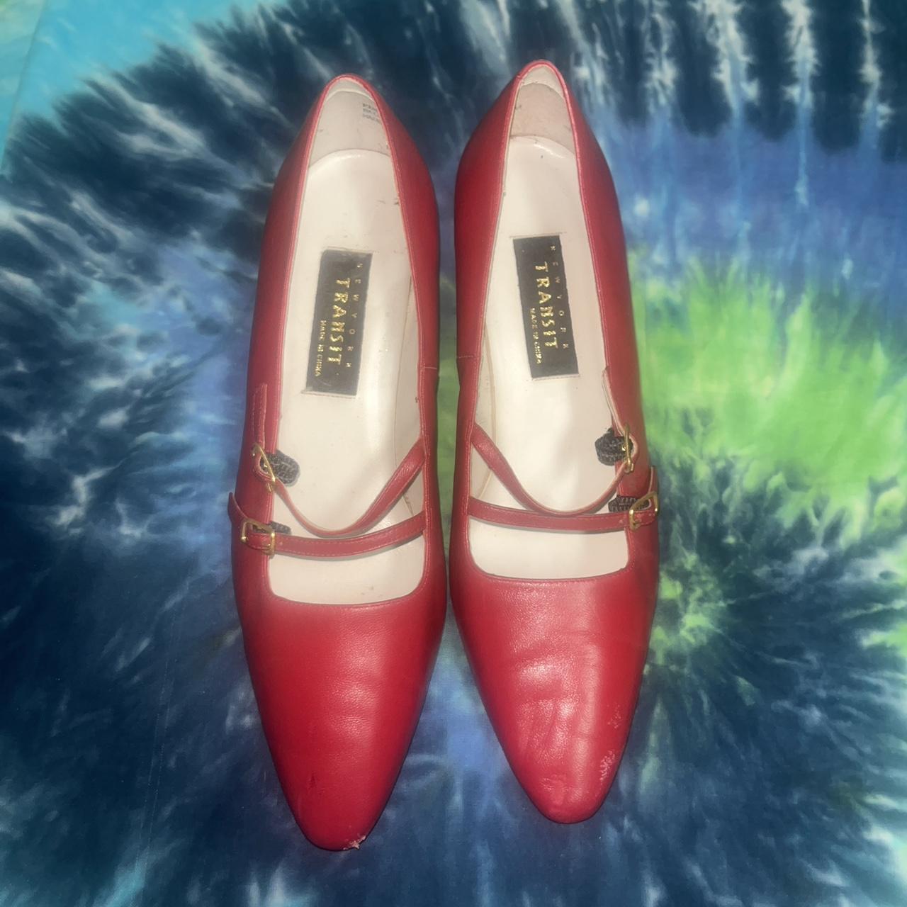 Red New York transit size 8 kitten heels good... | Depop