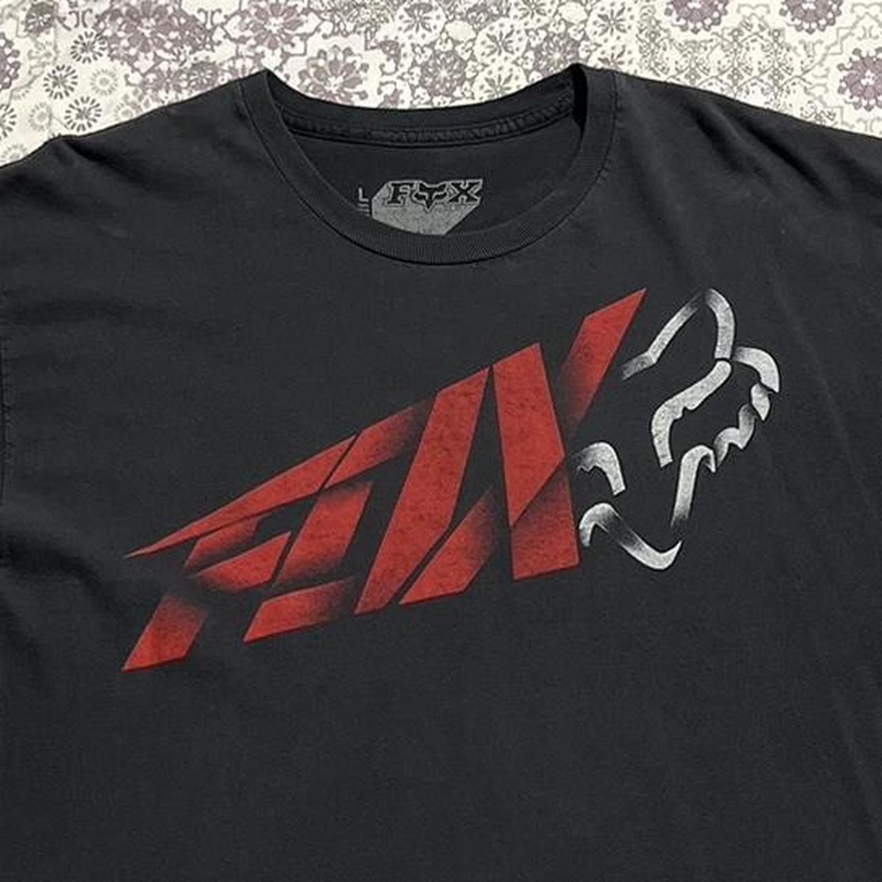 Fox Racing Men's Black and Red T-shirt | Depop