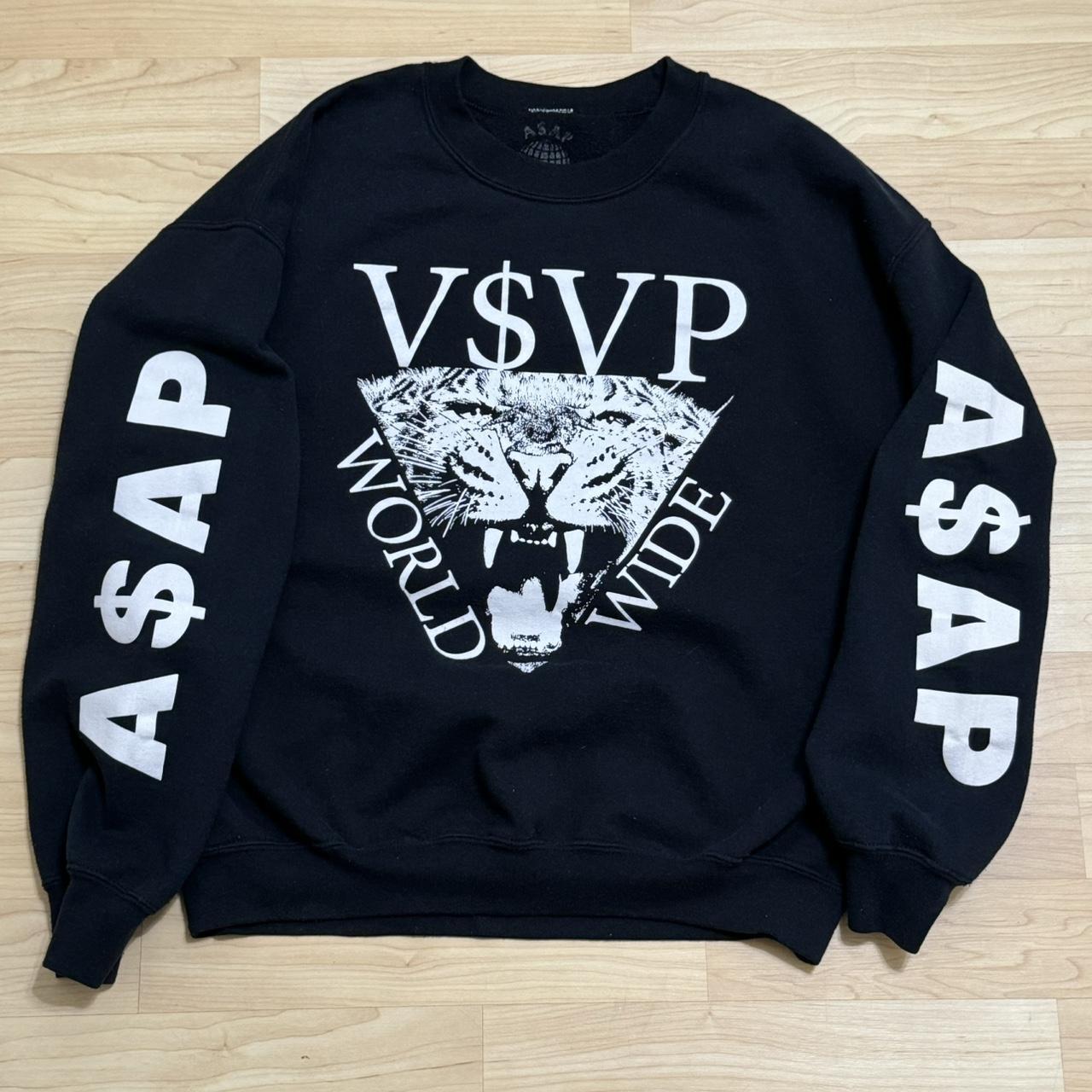 Large Y2K black ASAP Worldwide crewneck Fits... | Depop