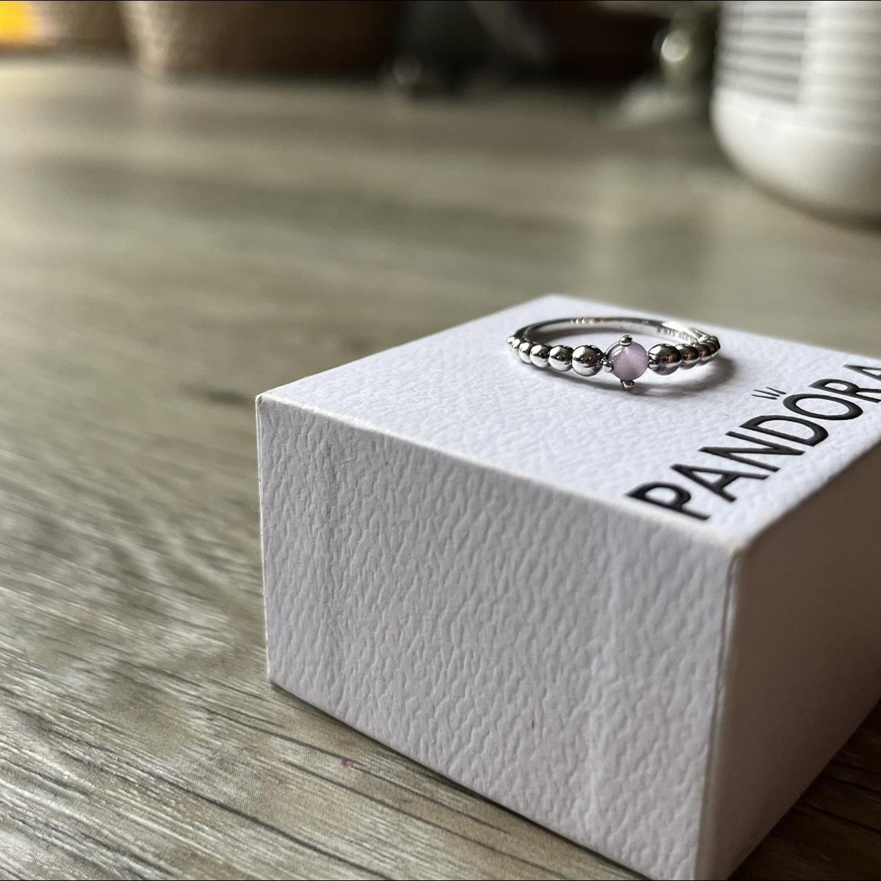 Pandora Birthstone Beaded Ring Light Pink Size 54... - Depop