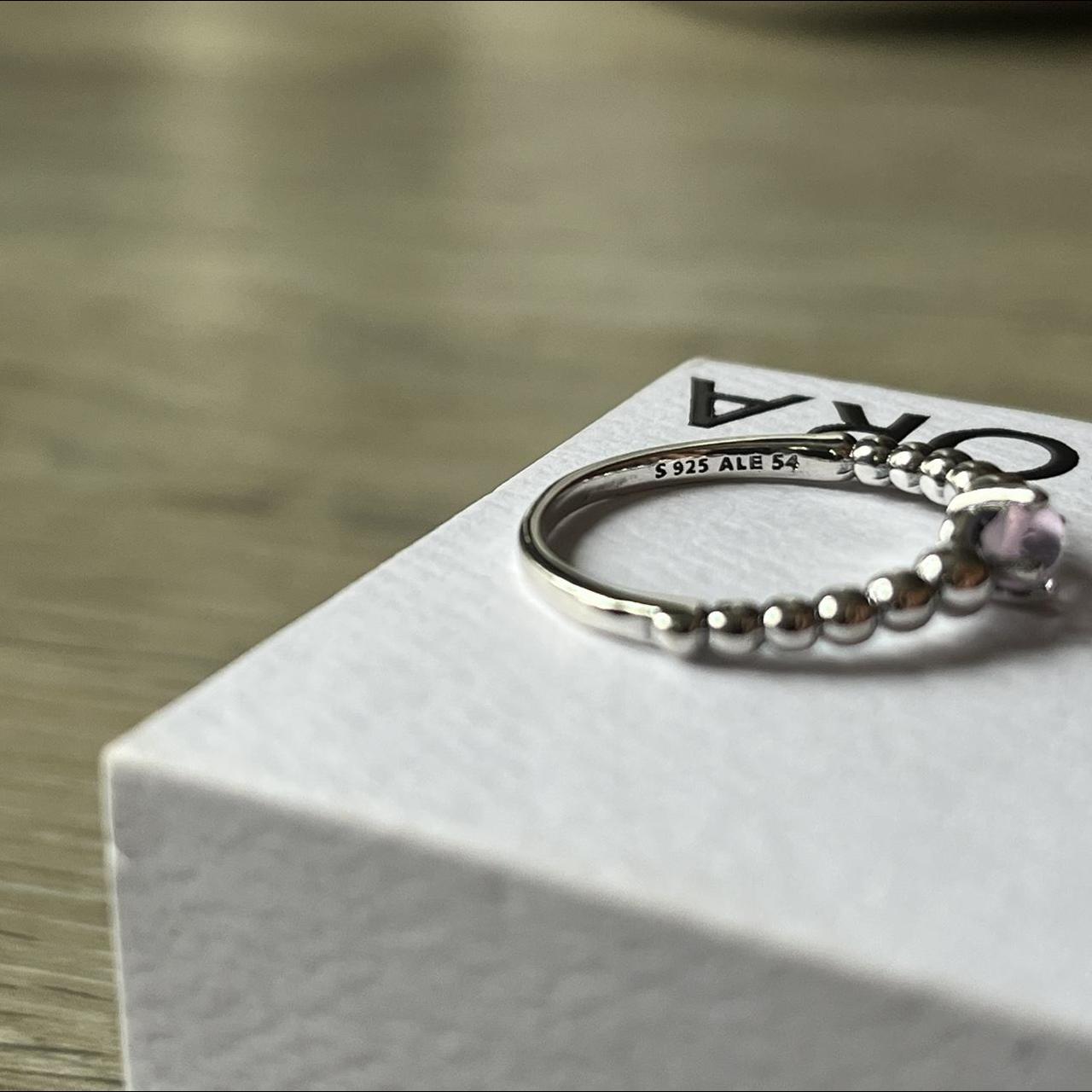 Pandora Birthstone Beaded Ring Light Pink Size 54... - Depop