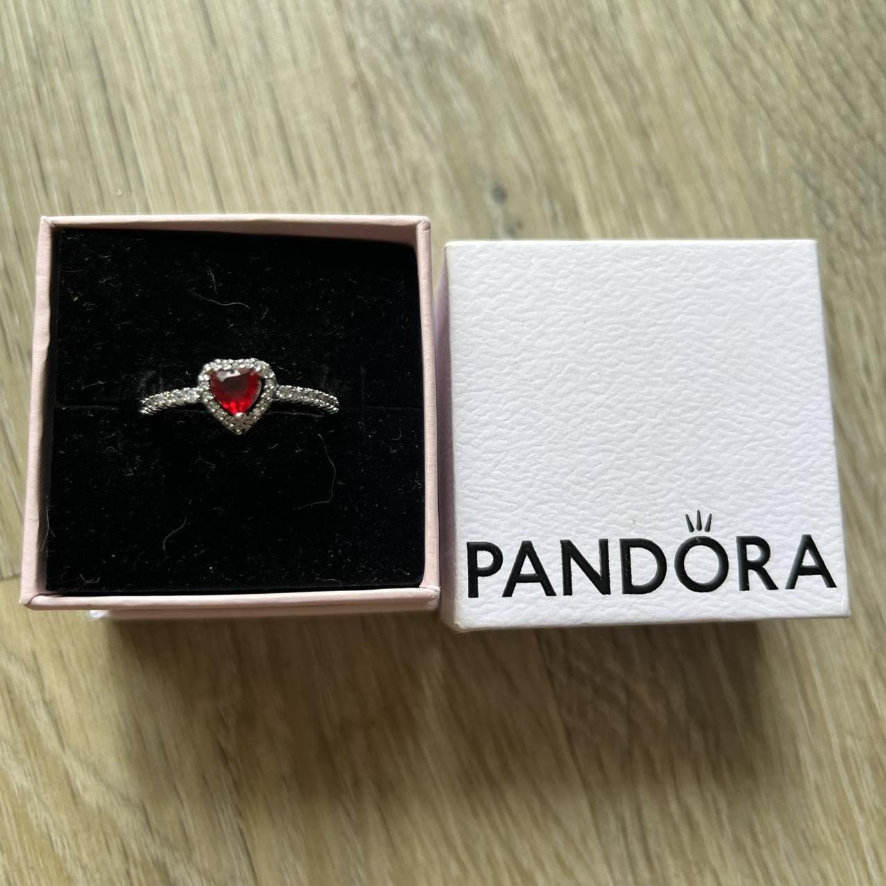 PANDORA Elevated Red Heart Ring - Size 56 S925 ALE... - Depop