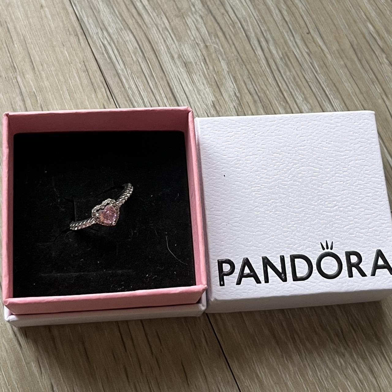 PANDORA Elevated Pink Heart Ring - Size 56 S925 ALE... - Depop
