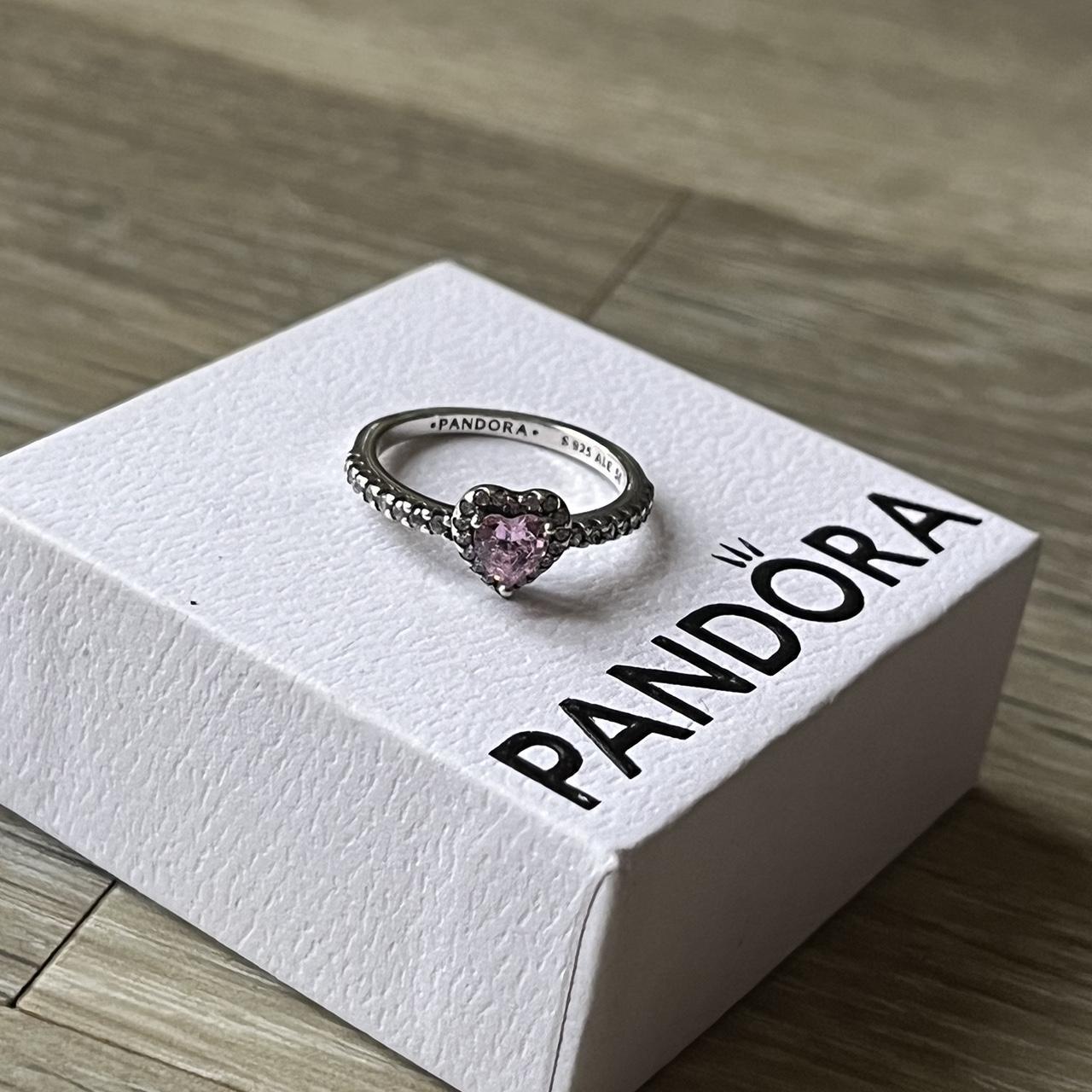 PANDORA Elevated Pink Heart Ring - Size 56 S925 ALE... - Depop