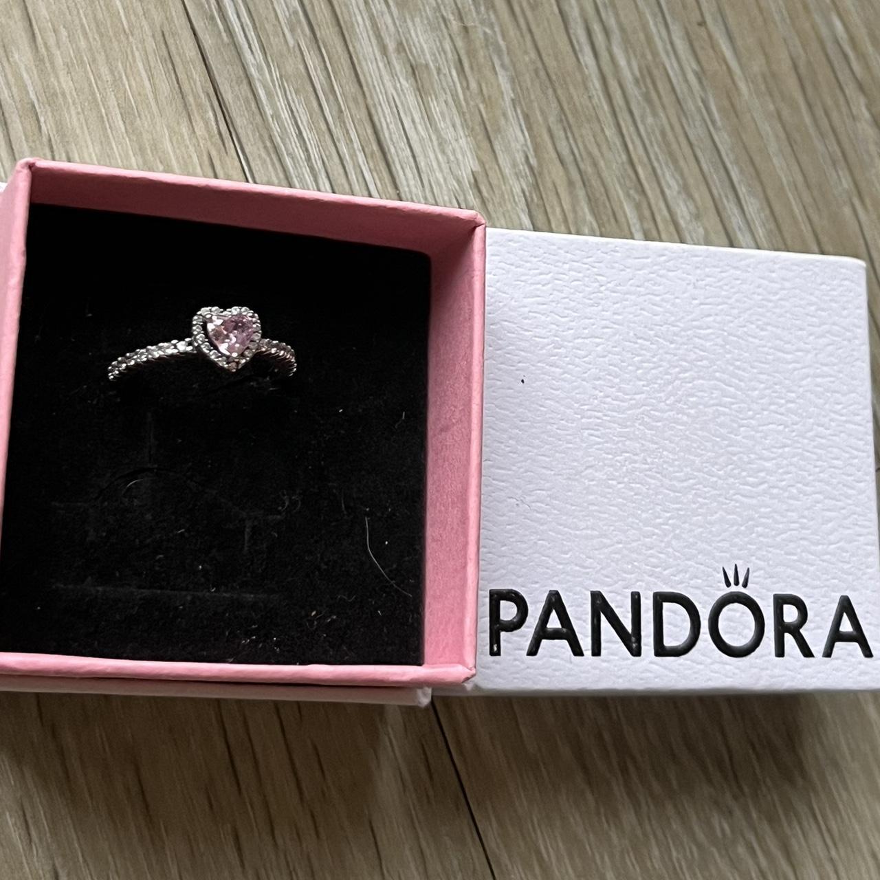 PANDORA Elevated Pink Heart Ring - Size 56 S925 ALE... - Depop