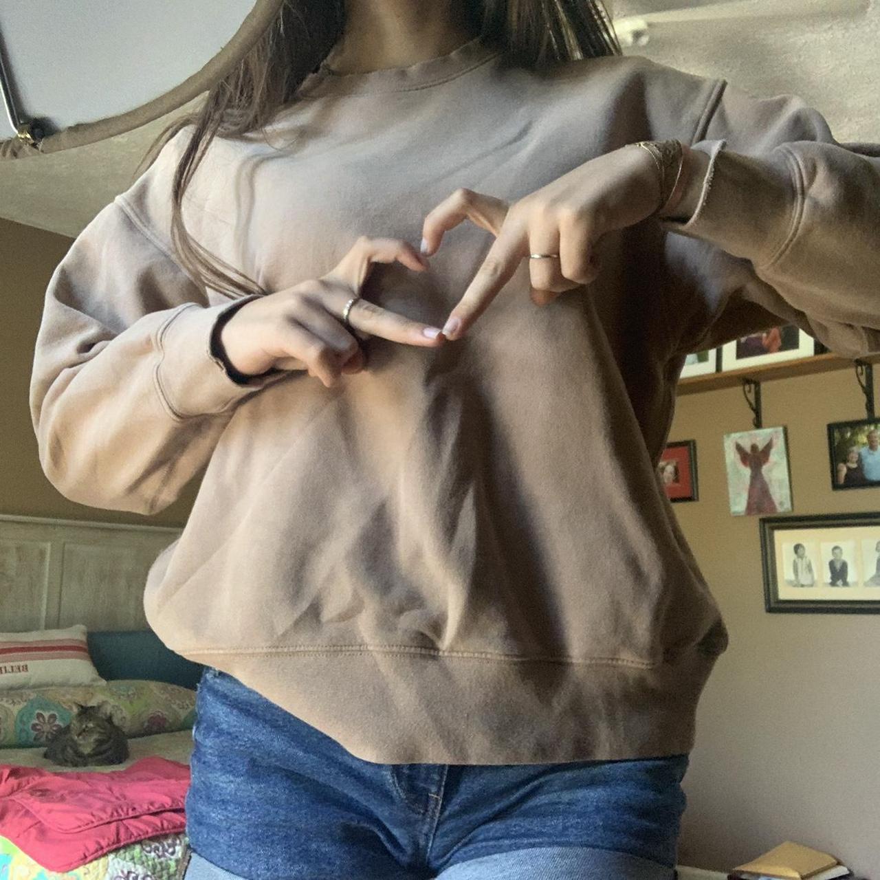 American Eagle Outfitters Women's Tan Sweatshirt | Depop