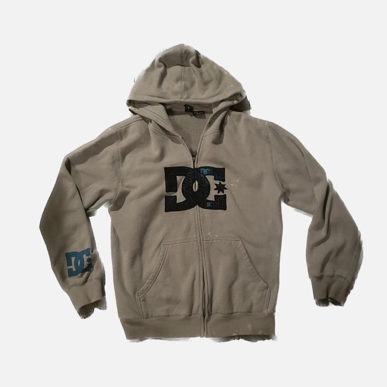 Dc zip up hoodie From the 2000s Small bleach stains... - Depop