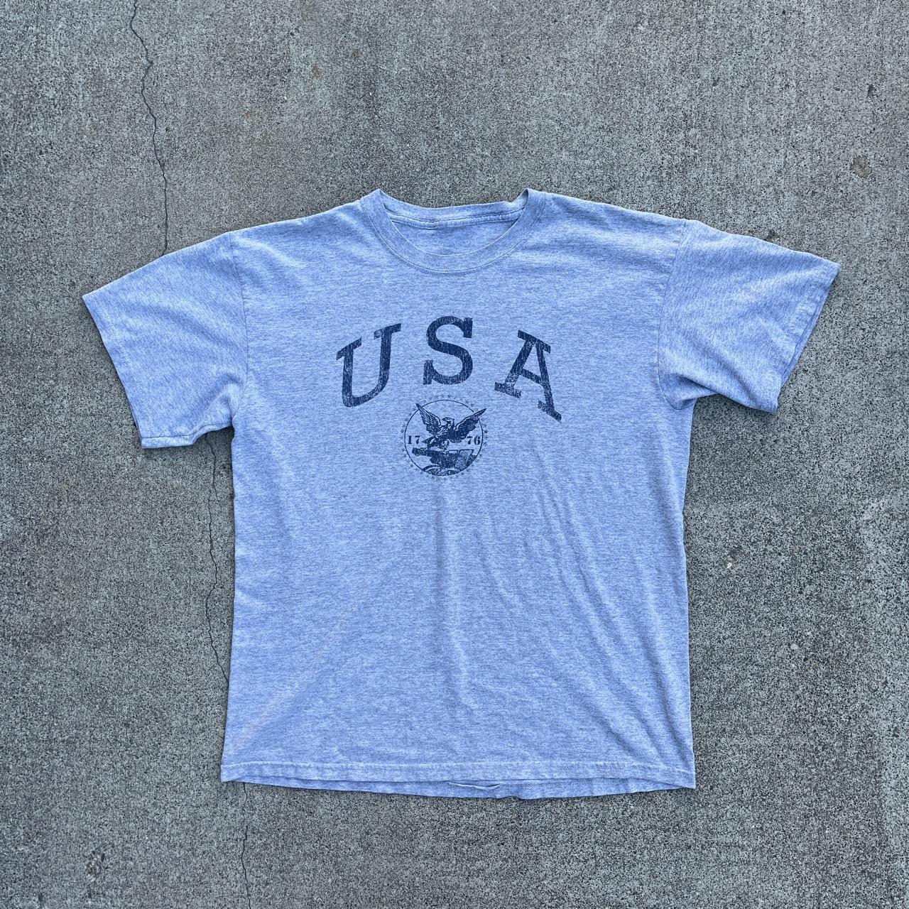 Y2K USA tshirt Nice graphic & fade P2P: 21in T2B:... - Depop