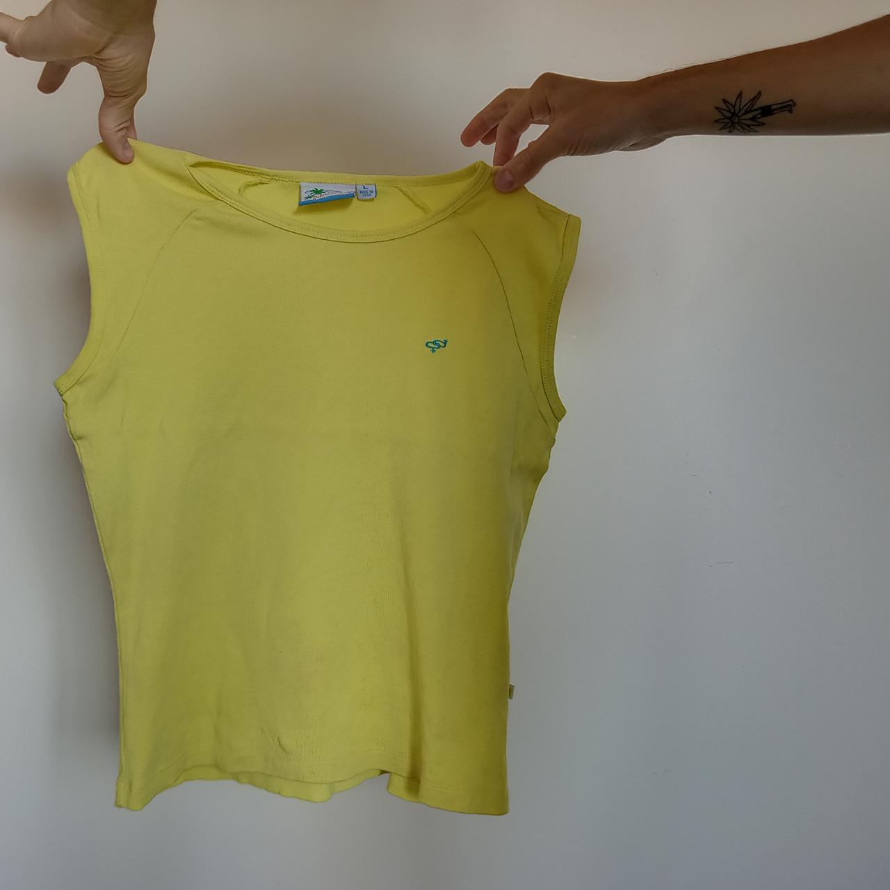 Golden Breed vintage singlet, size L in a neon yellow. - Depop
