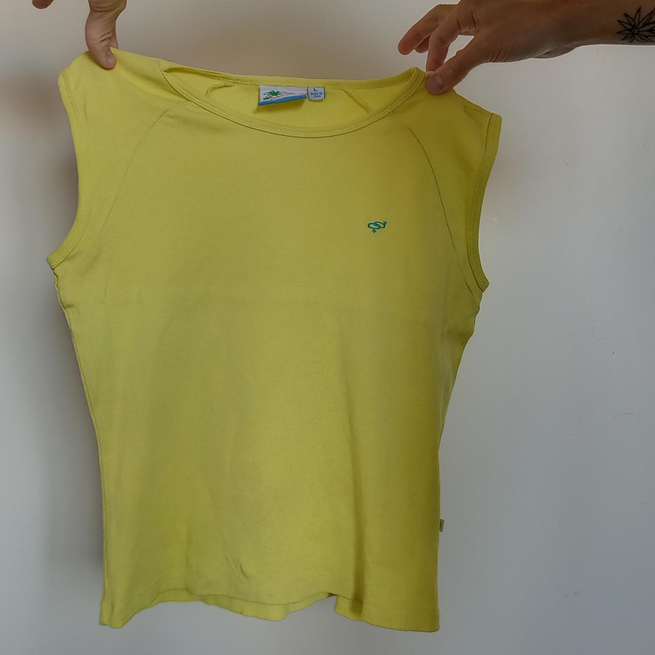 Golden Breed vintage singlet, size L in a neon yellow. - Depop