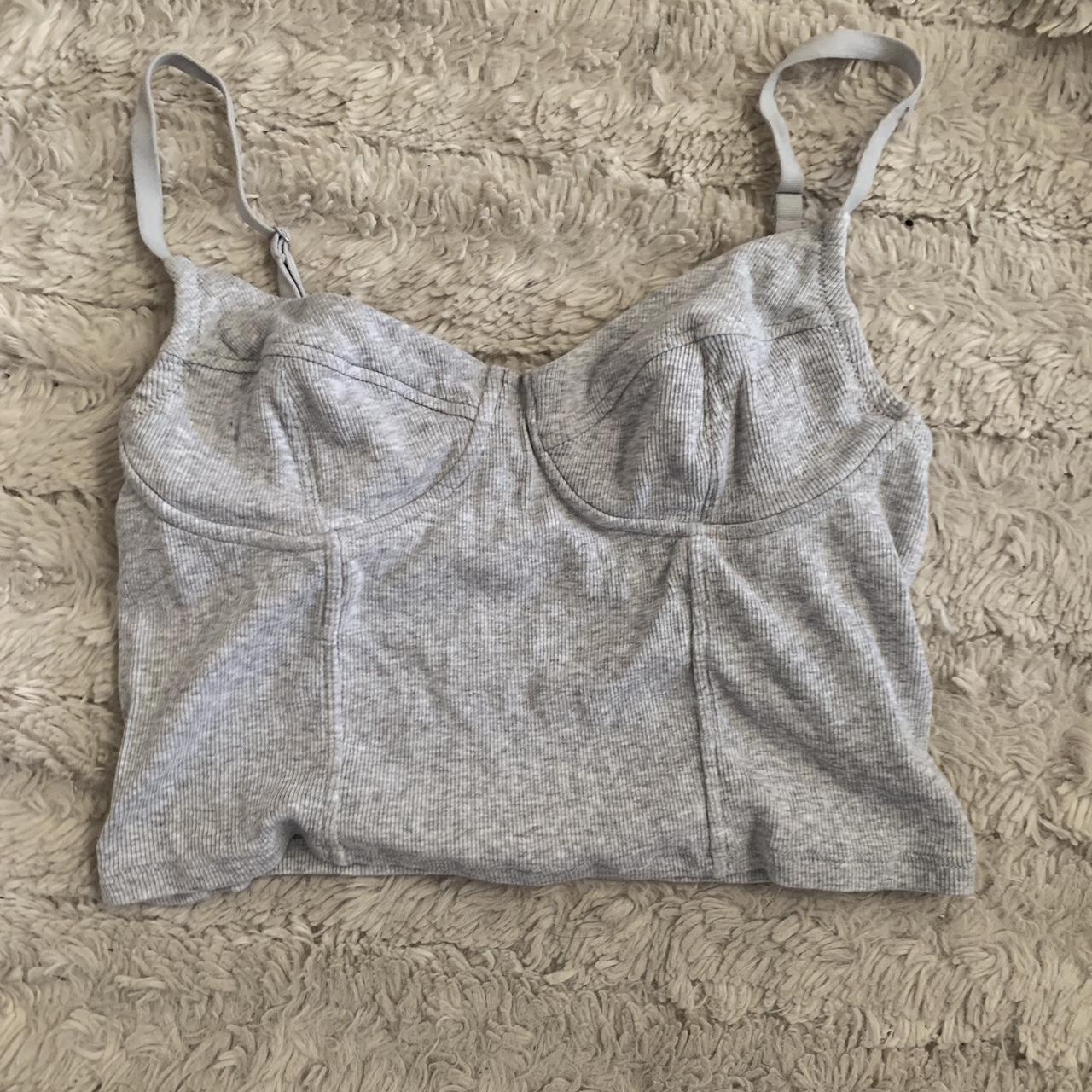 Gray crop top- adjustable back clips - adjustable... - Depop