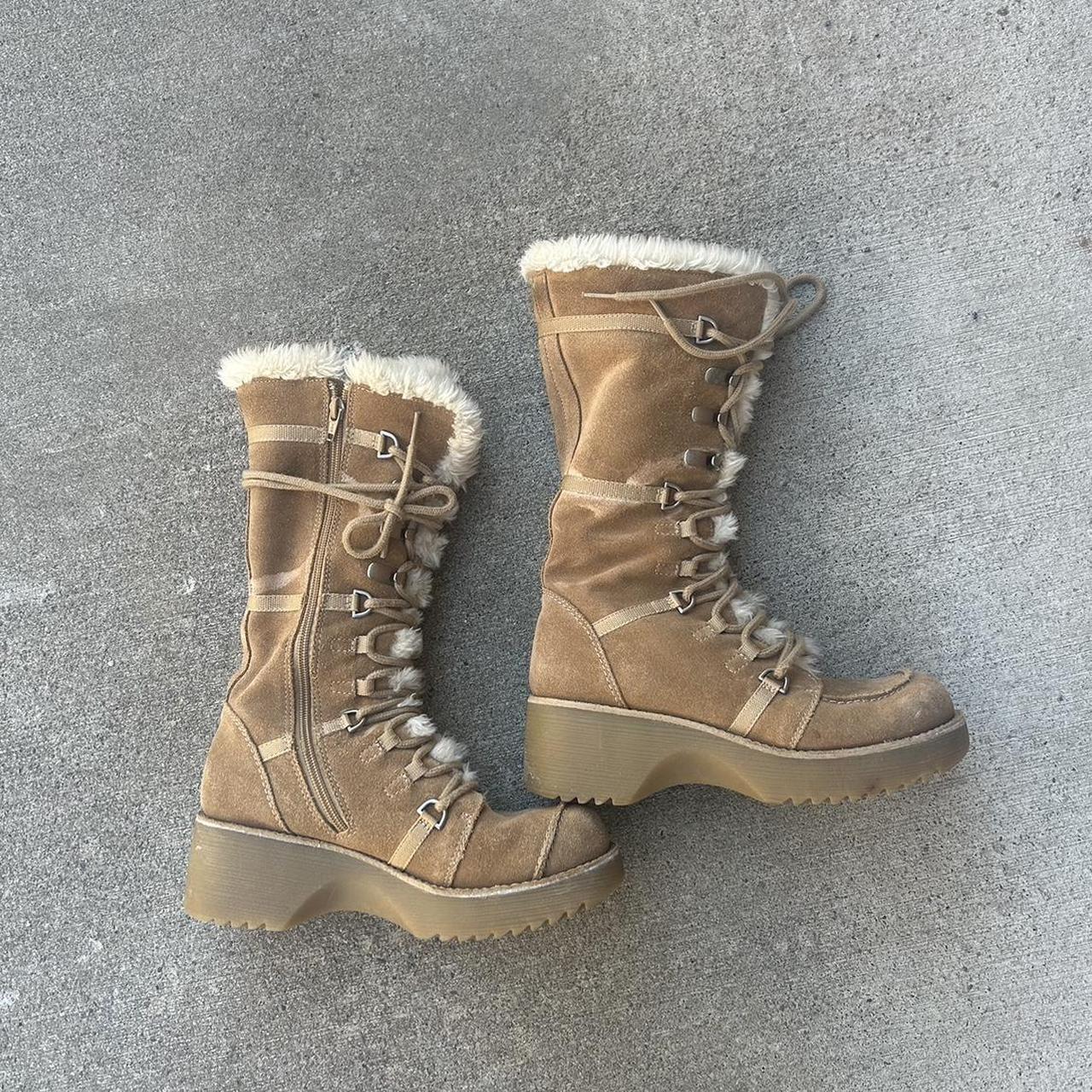 report icon platform fur y2k boots size 7.5 fits a... - Depop