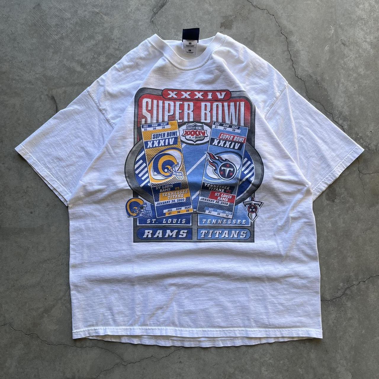 Vintage Super Bowl 34 T-Shirt Rams versus Titans... - Depop