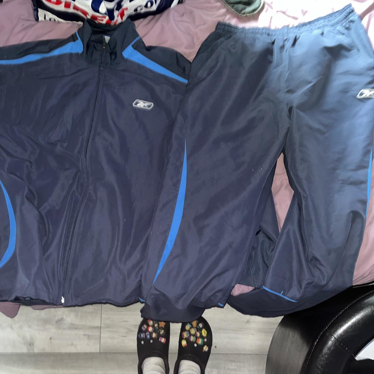 REEBOK 2 pcs shell tracksuit in navy blue - jacket... - Depop