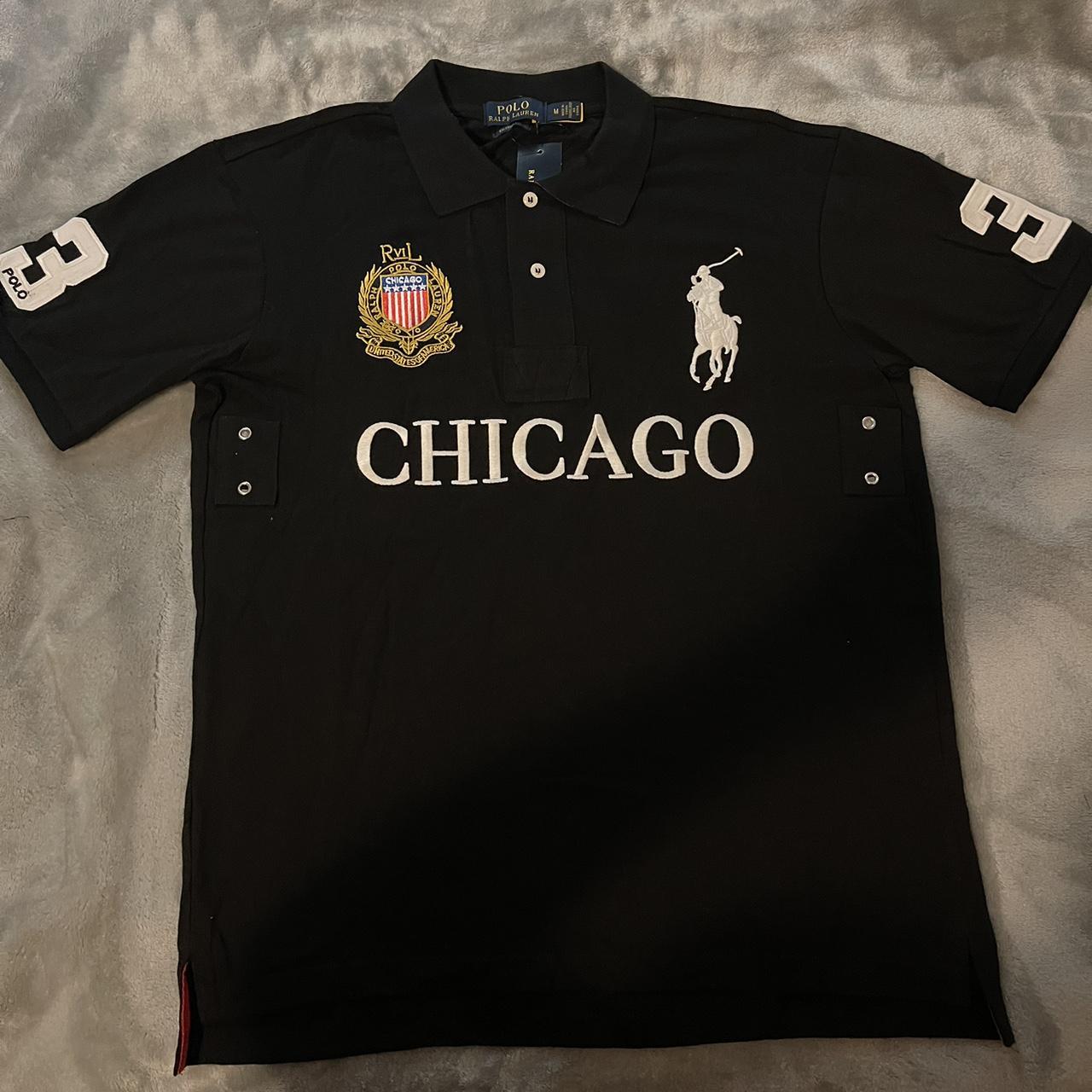 black chicago polo ralph lauren shirt size medium... - Depop