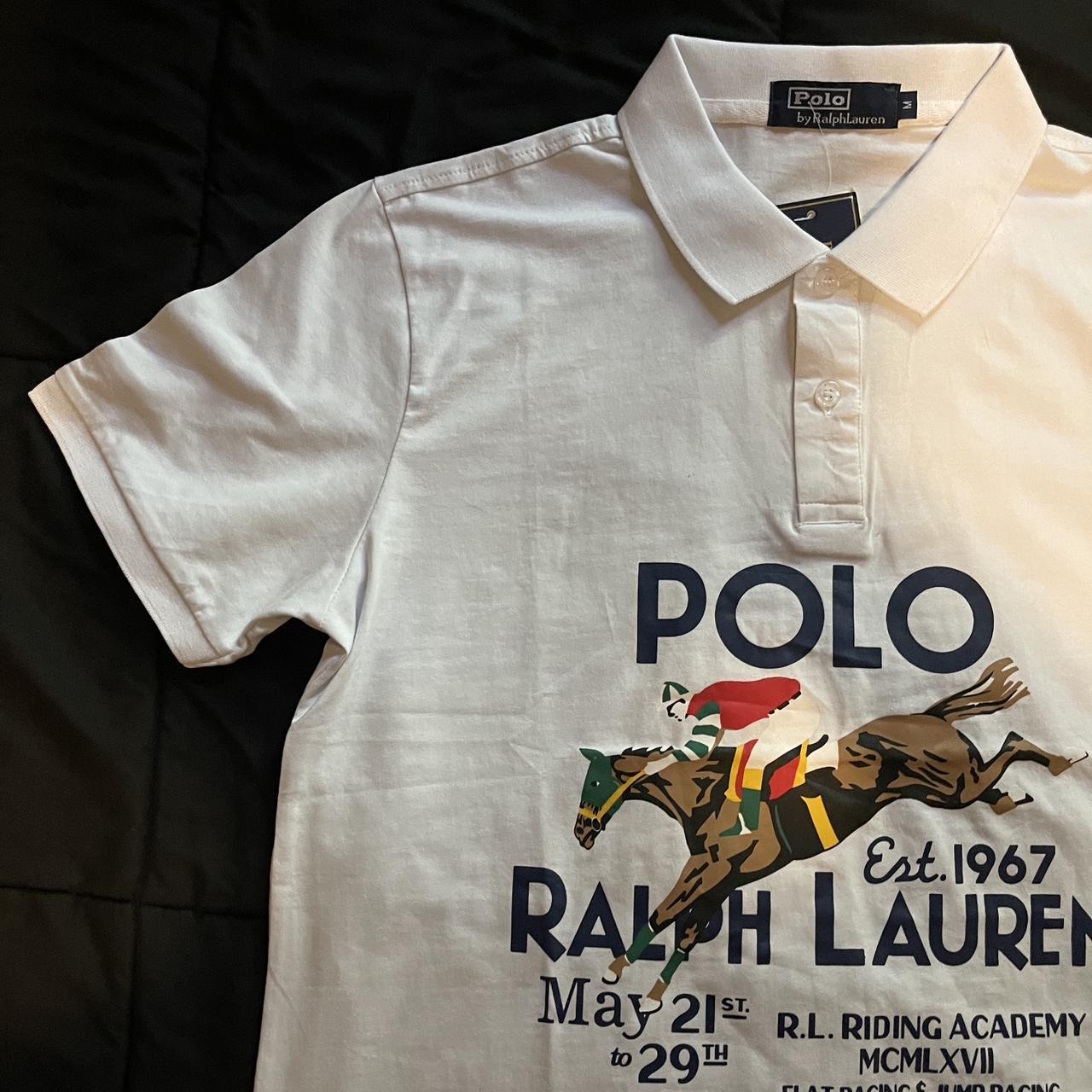 white polo ralph lauren polo shirt size... - Depop
