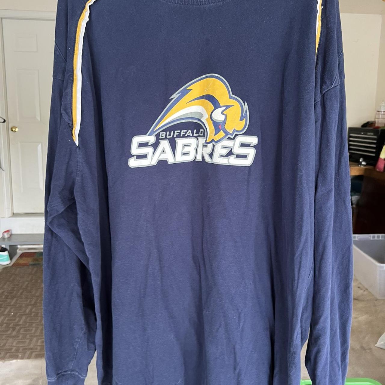 Vintage Buffalo Sabres 90s 00s Goathead Logo Long... - Depop