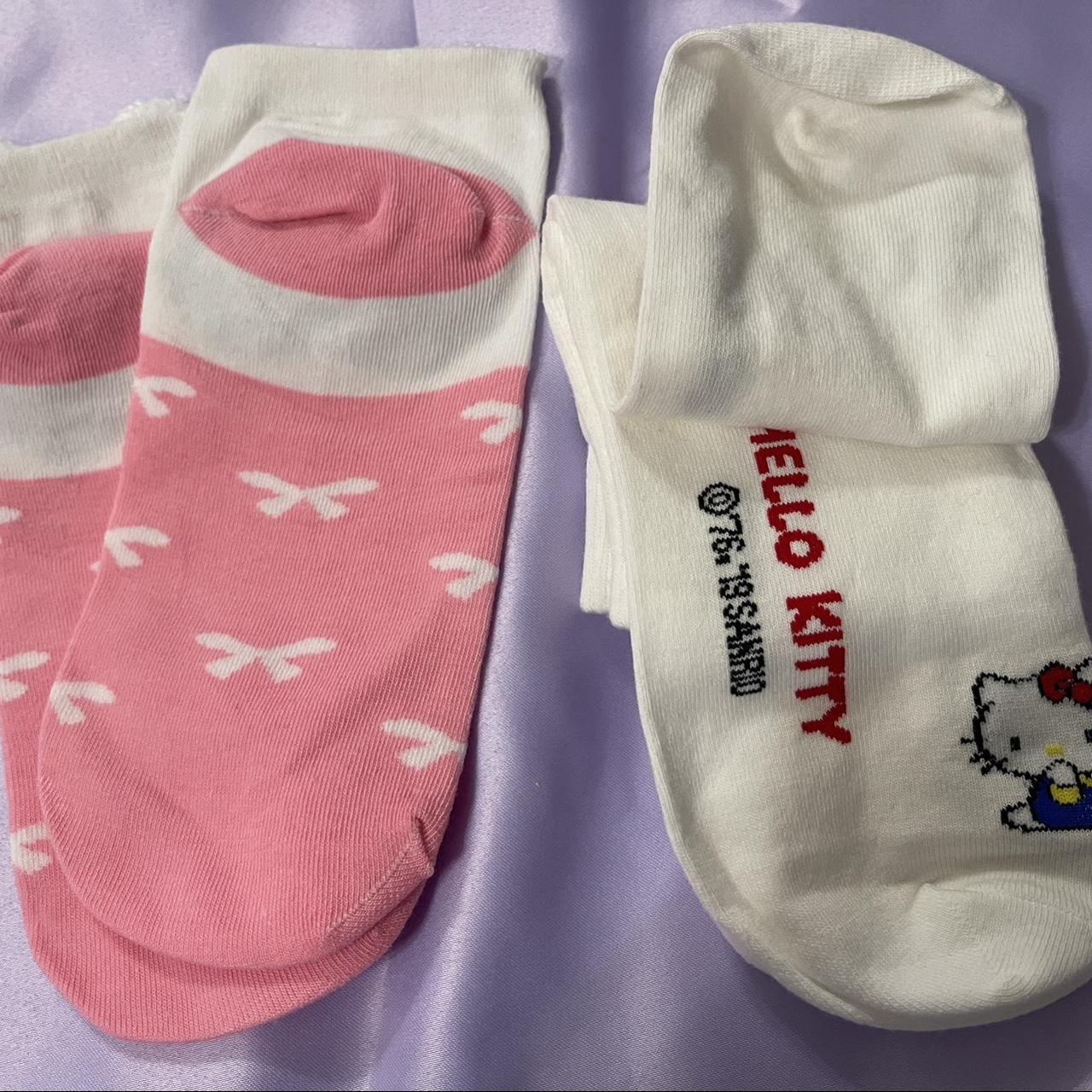 Hello kitty socks 1 short length sock 1 mid length... - Depop