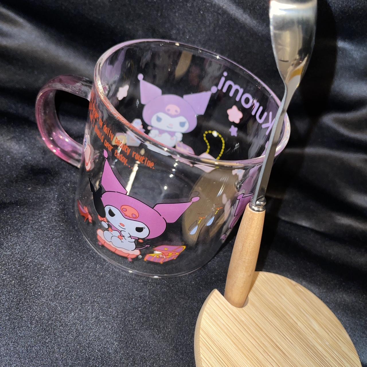 Kuromi Glass Cup Set Beautiful glass cup with a lid... - Depop