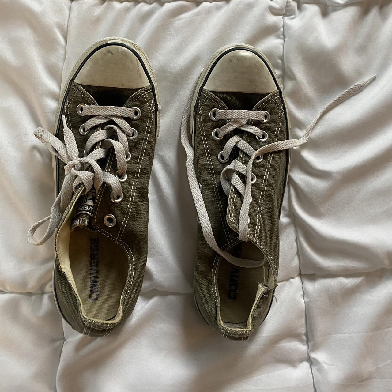 olive green low rise converse men’s 6 women’s 8 - Depop