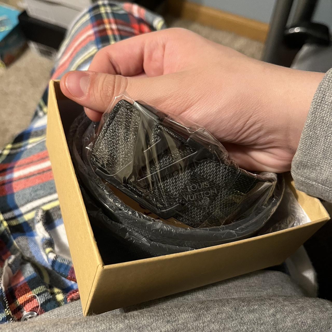 Brand New Belt In Box Black CheckerBoard LV with... - Depop