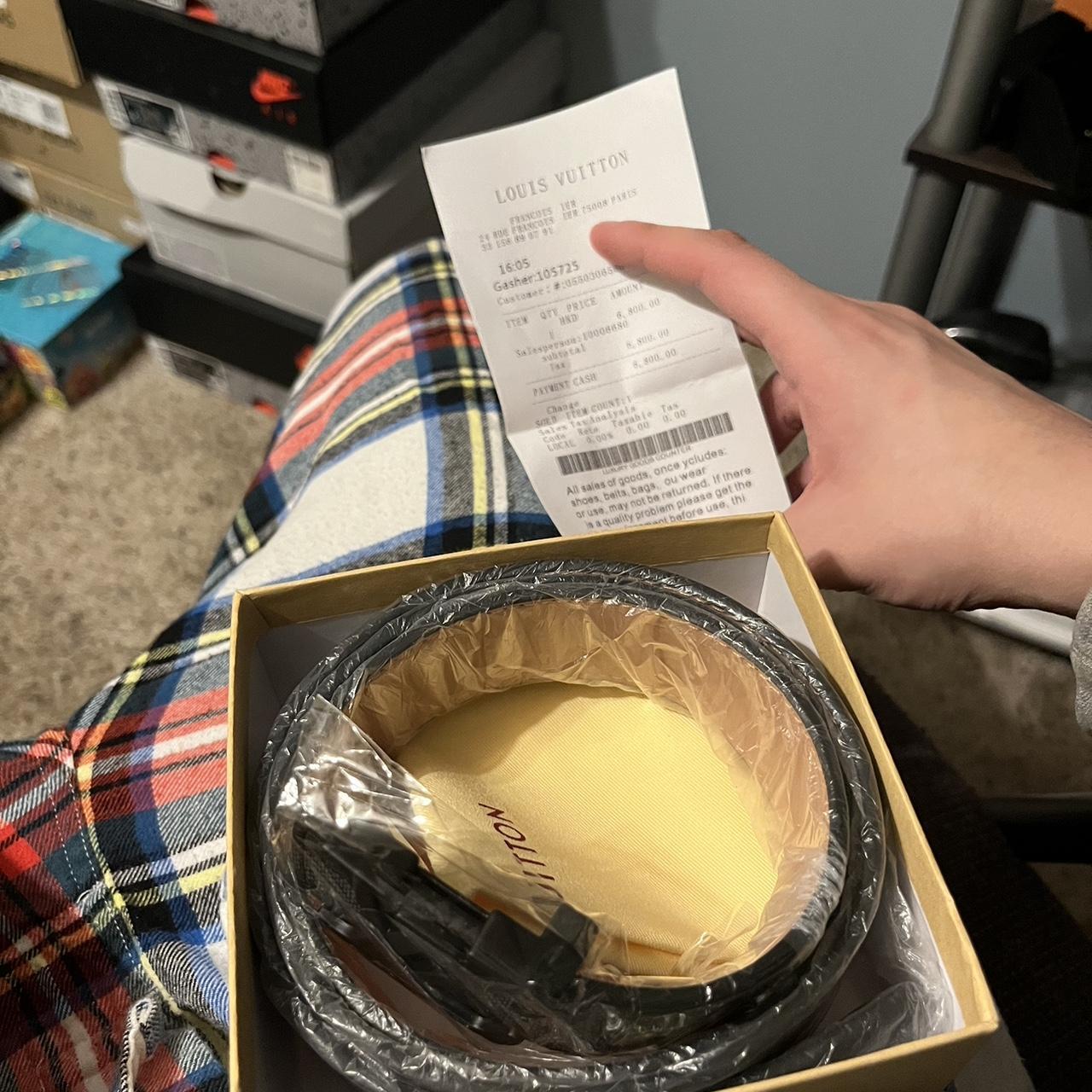 Brand New Belt In Box Black CheckerBoard LV with... - Depop