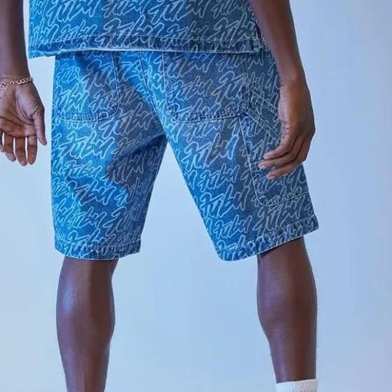 FUBU Men's Blue and White Shorts | Depop