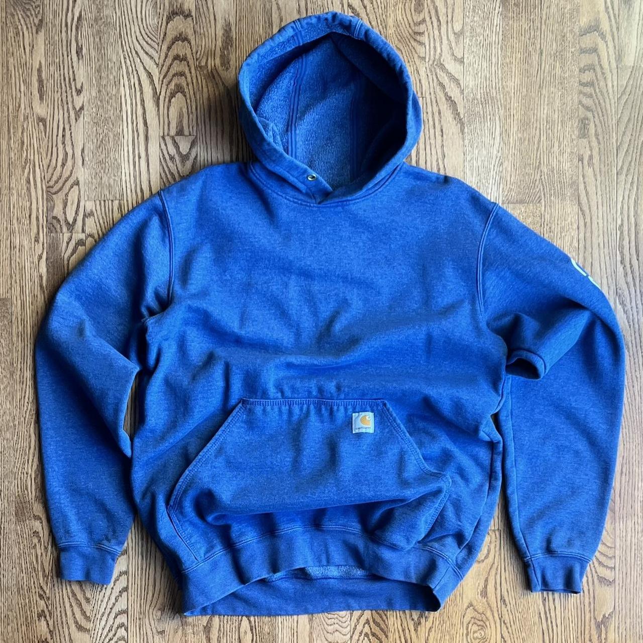 Blue Carhartt Hoodie Sleeve graphic Perfect... - Depop