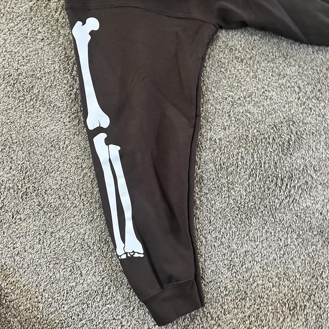 Brown skeleton zip up hoodie Large - Depop