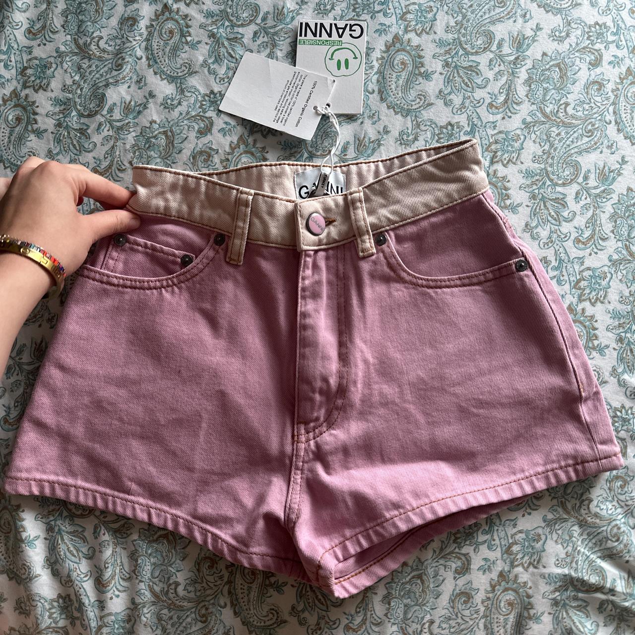 super cute never worn GANNI color block shorts with... - Depop