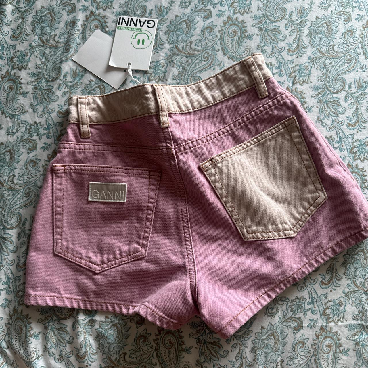 super cute never worn GANNI color block shorts with... - Depop