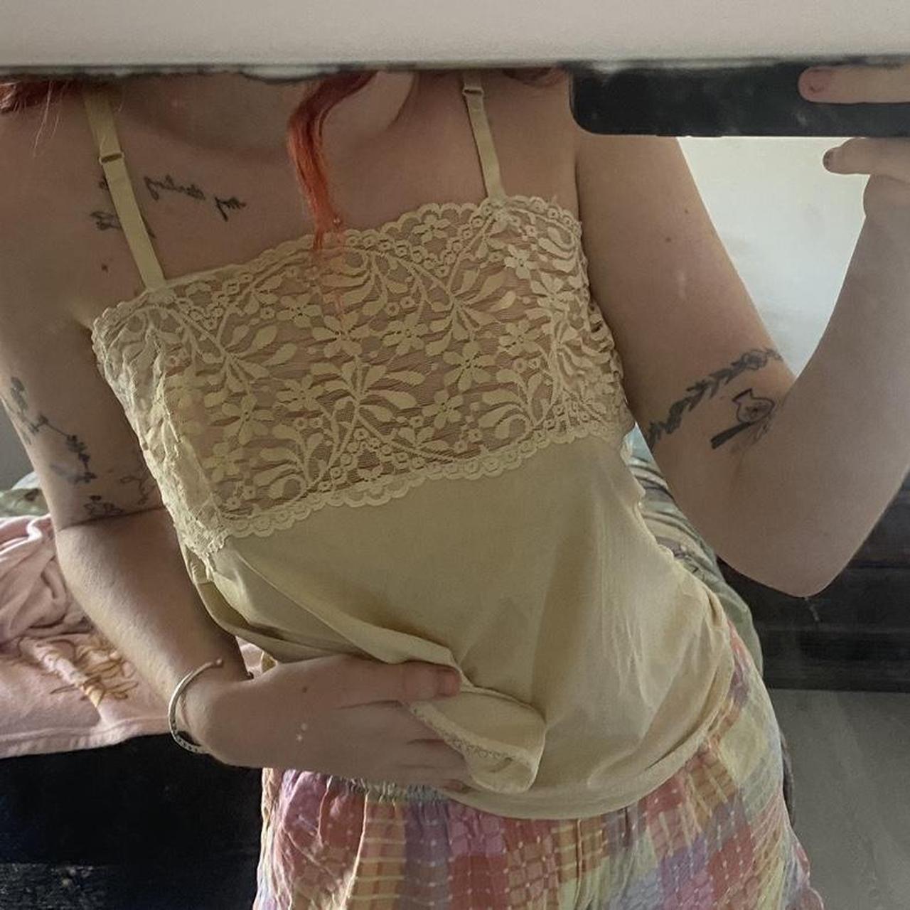 Vintage lil cream cami with lace details Adjustable... - Depop