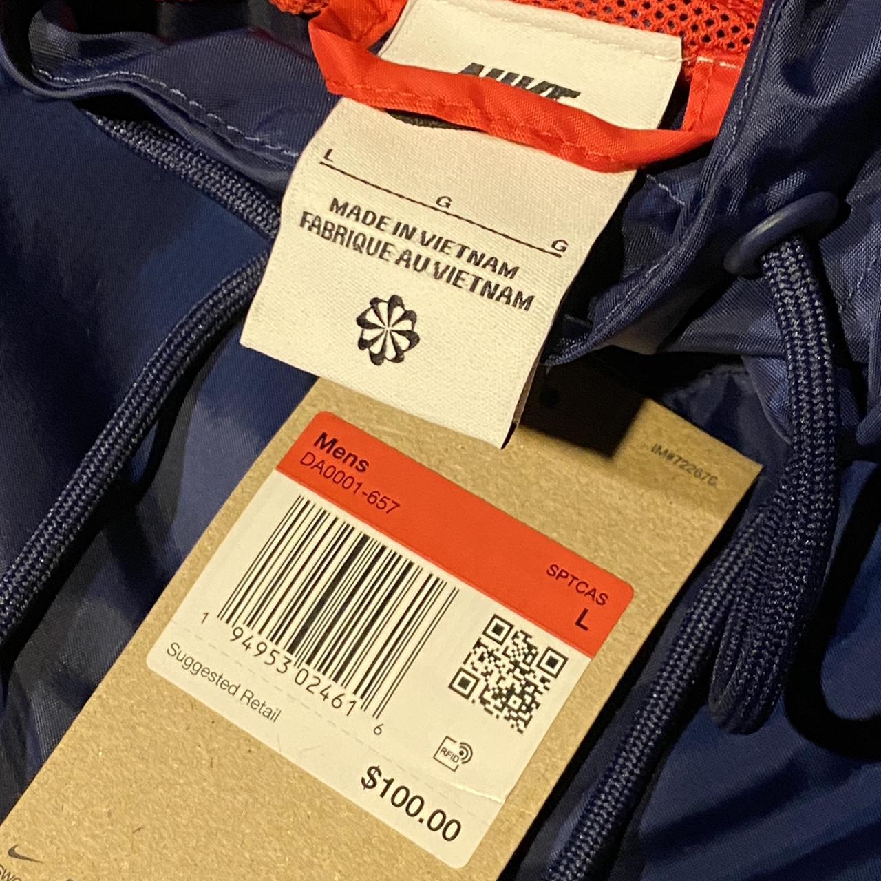Large Red/Blue Nike Windrunner Jacket! Brand new,... - Depop