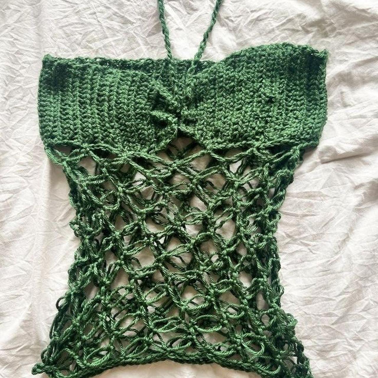 handmade crochet mesh top perfect for raves,... - Depop