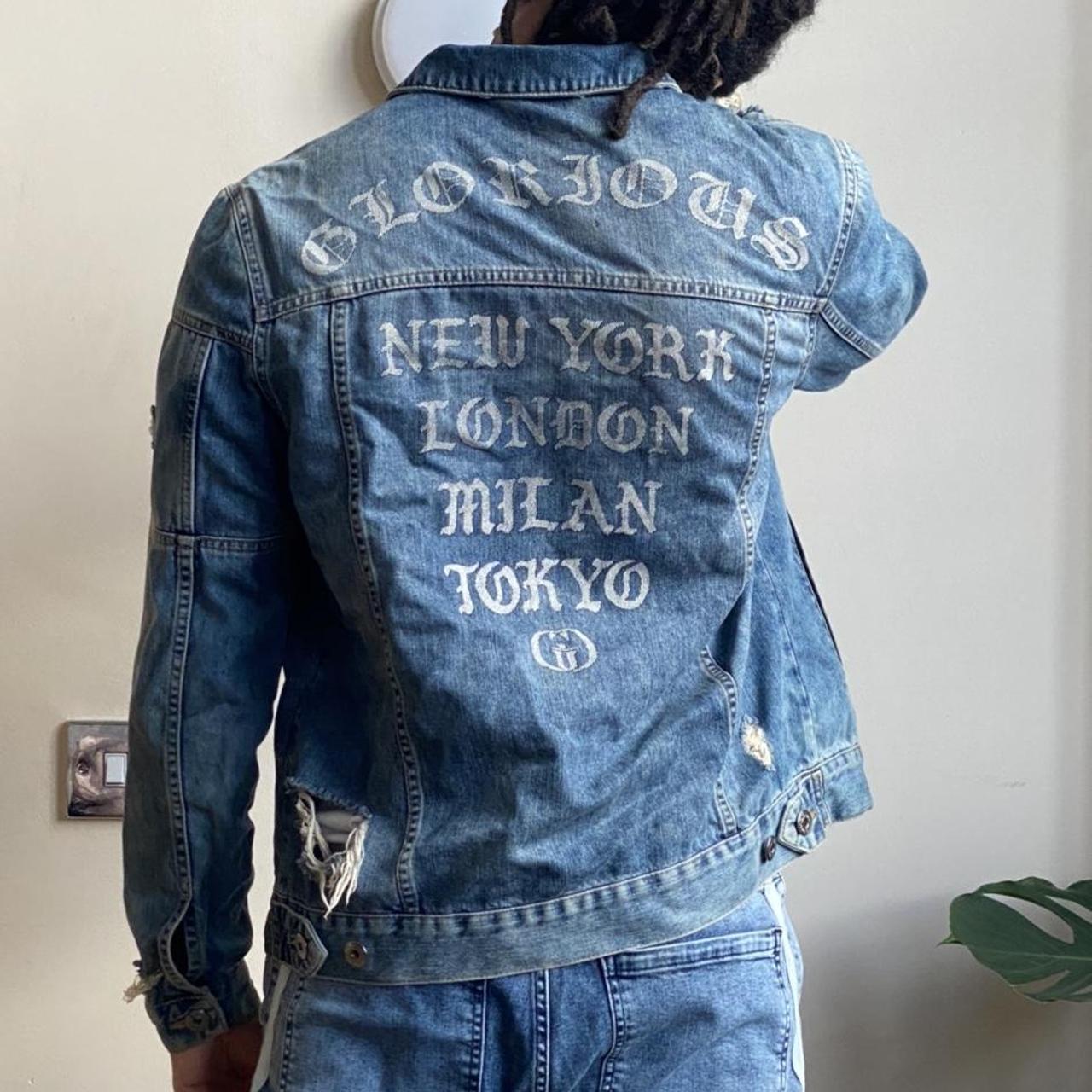 Glorious Gangsta ripped demon jacket with writing on... - Depop