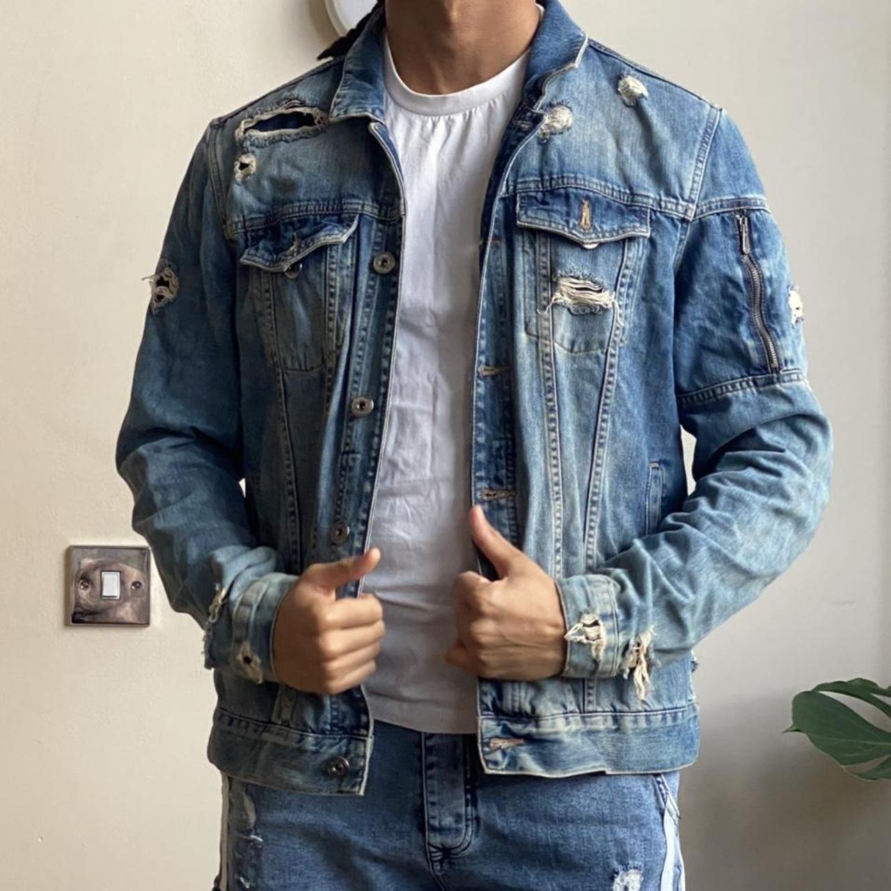 Glorious Gangsta ripped demon jacket with writing on... - Depop