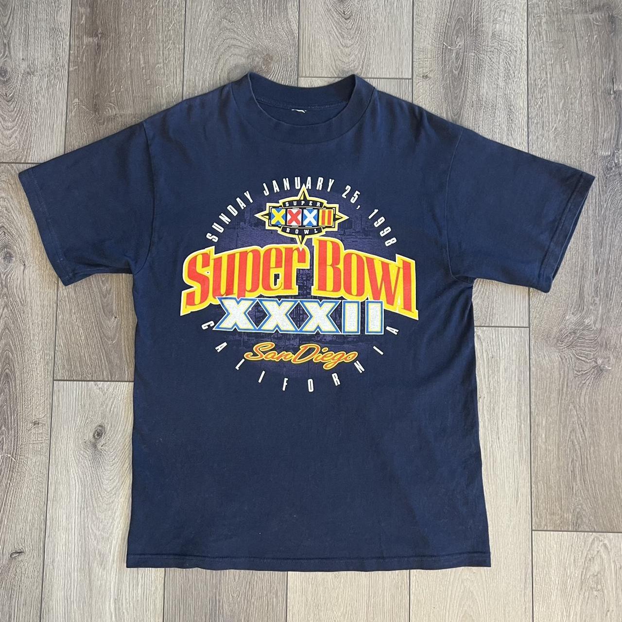 vintage superbowl xxxii tee rly nice no size tag:... - Depop vintage superbowl xxxii tee rly nice no size tag:... - Depop