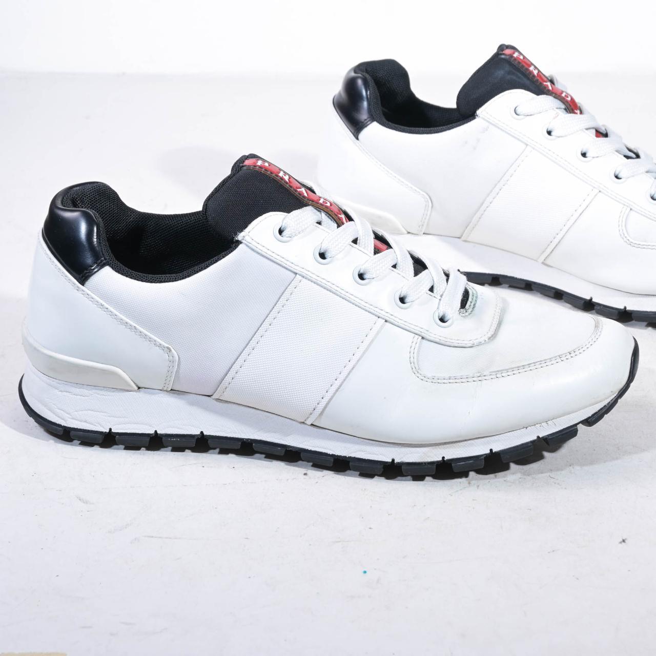 Prada Match Race Leather Running Sneakers in White... | Depop
