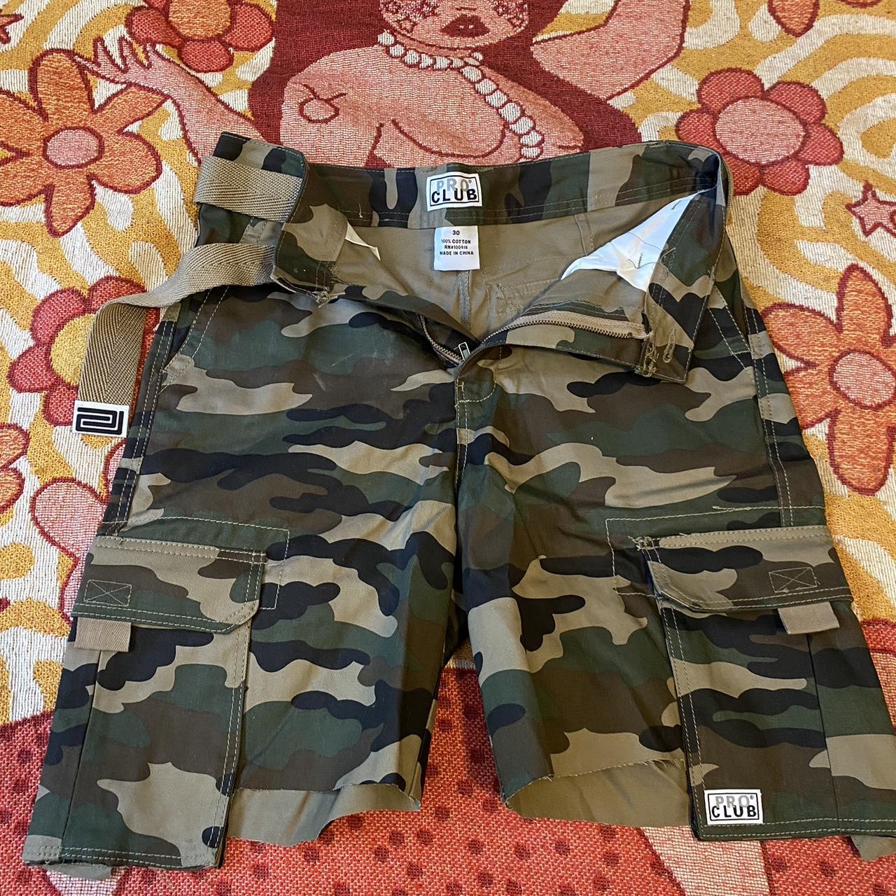 Pro club camo cargo shorts. Cropped around the... - Depop