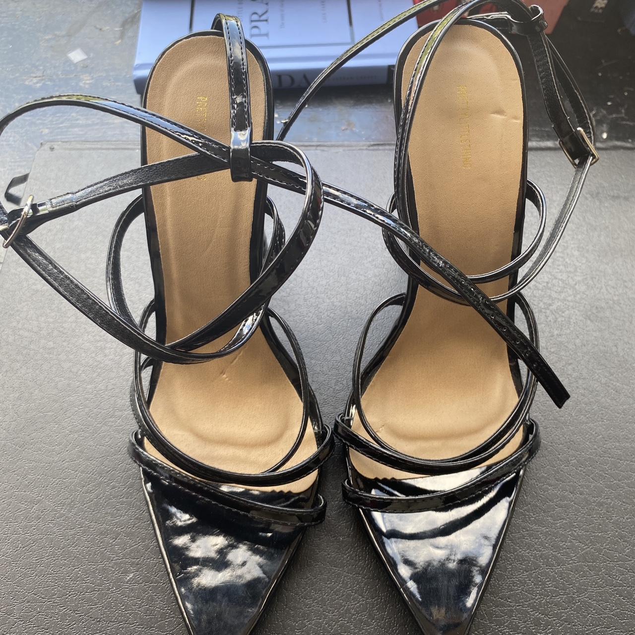 PLT strappy black heals Never worn outside Size... - Depop