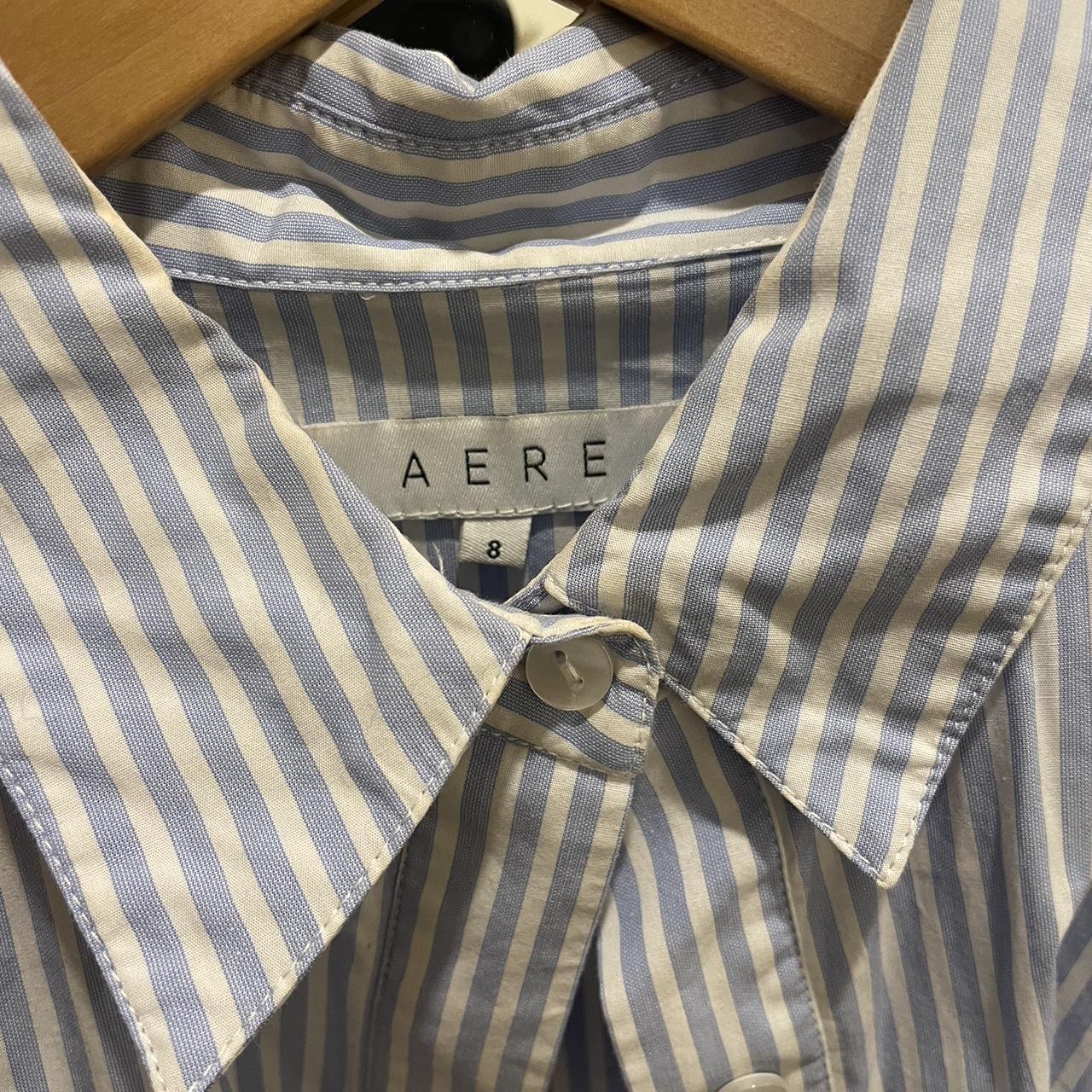 Aere organic cotton striped shirt Blue and... - Depop